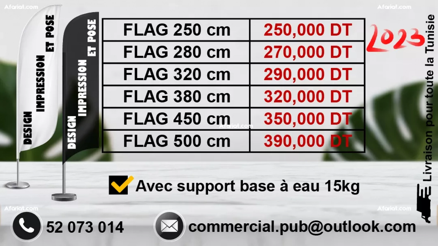 Flag drapeau publicitaire oriflamme beach flag winflag 2023 | afariat.com