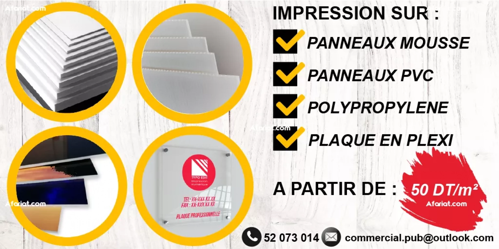 Panneaux pvc polypropylène plaque en plexiglas enseigne | afariat.com