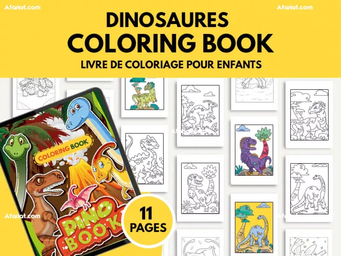 Cahier de coloriage dinosaures pour enfant | afariat.com