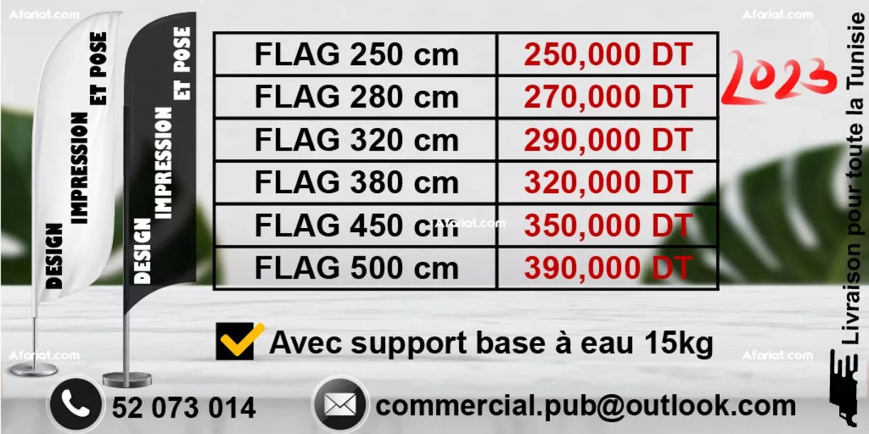 Flag drapeau publicitaire oriflamme beach flag winflag 2023 | afariat.com